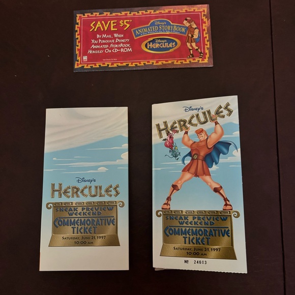 Disney | Other | Vintage 997 Hercules Commemorative Ticket Wpin And ...
